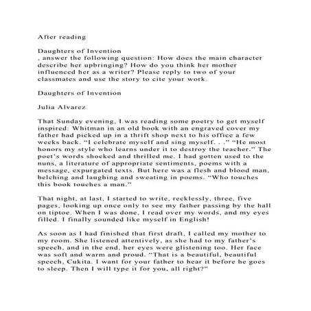 After readingDaughters of Invention, answer the following ques.docx