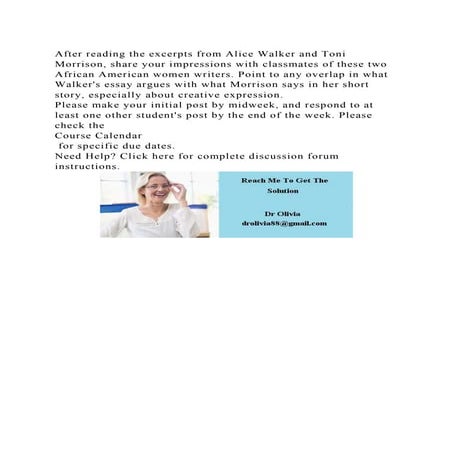 After reading the excerpts from Alice Walker and Toni Morrison, shar.docx