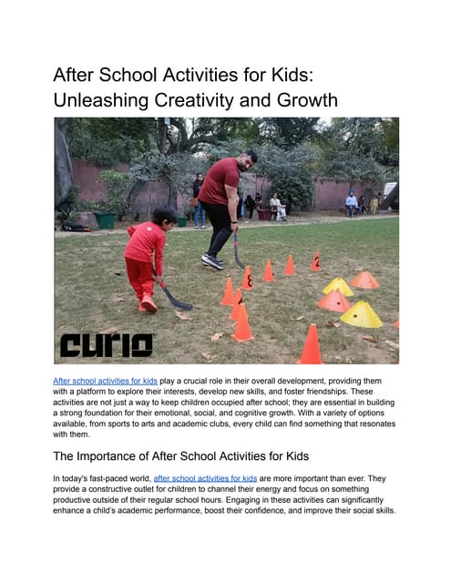 Benefits of Before and After School Care Programs for Children | PDF