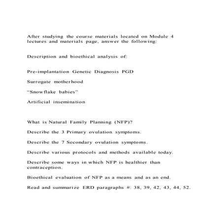 After studying the course materials located on Module 4 lectures | DOCX