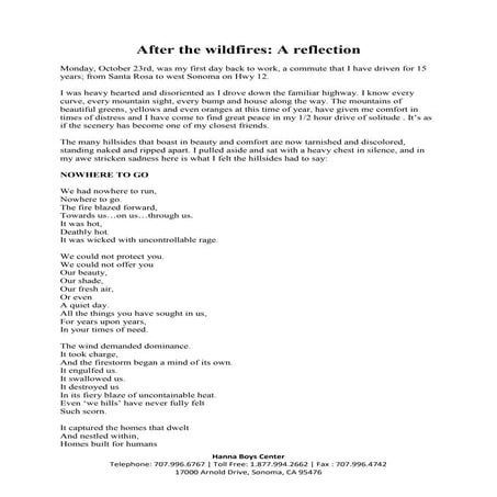 After the wildfires hanna center - poem | PDF