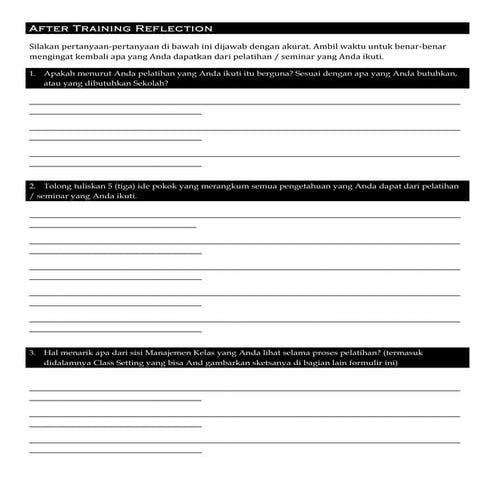 After Training Reflection | DOC