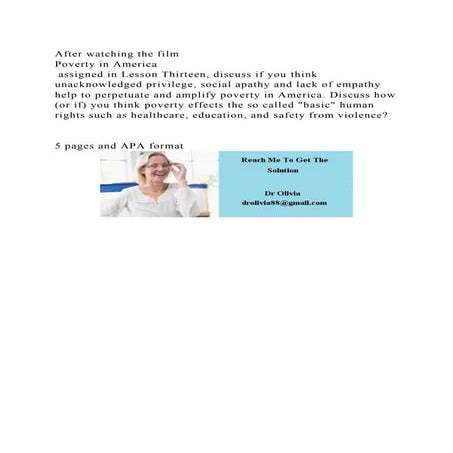 After watching the film Poverty in America assigned in Lesson Th.docx