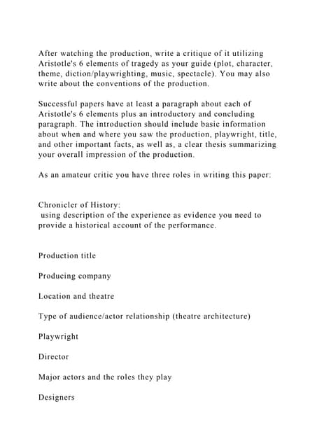 How to write a play review | PPTX | Musicals | Genres