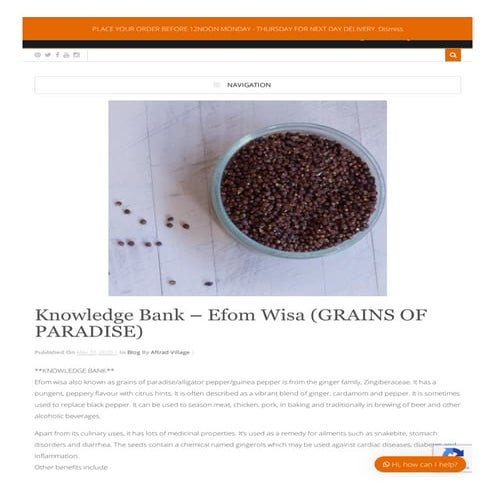 Knowledge Bank – Efom Wisa (GRAINS OF PARADISE) | PDF