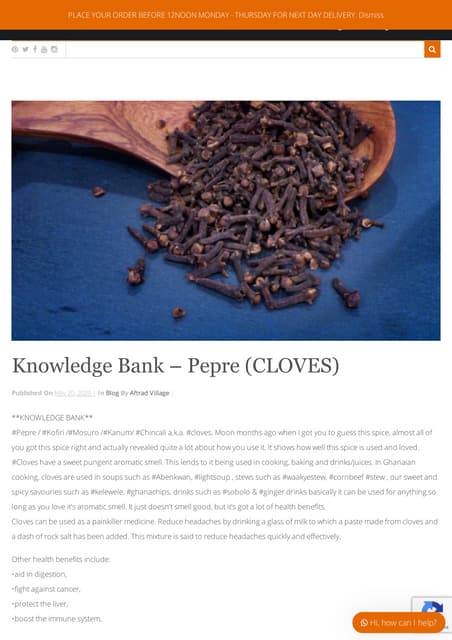 Knowledge Bank – Efom Wisa (GRAINS OF PARADISE) | PDF
