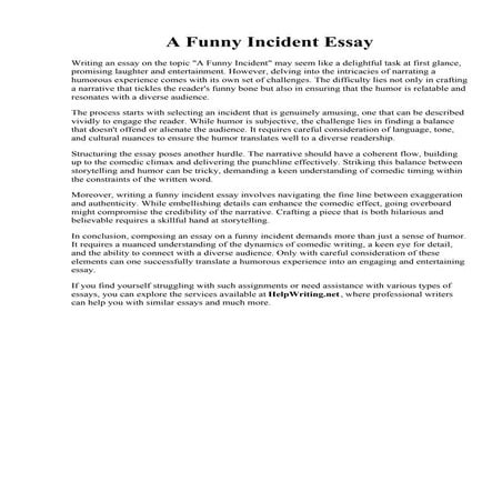 A Funny Incident Essay | PDF