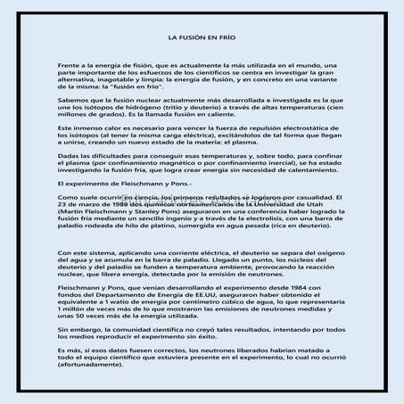 A fusión en frío | PDF