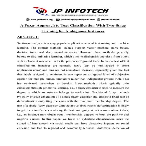 A Fuzzy Approach to Text Classification WithTwo-Stage Training for Ambiguous Instances | DOCX