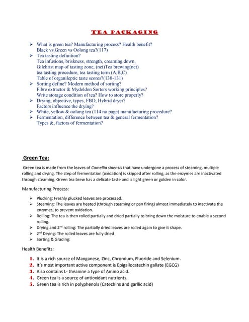 Process flow chart tea processing | PPTX