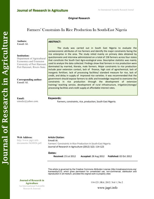 Farmers? Perceptions of Rain-Fed Wheat Production Constraints, Varietal Preferences and their ...