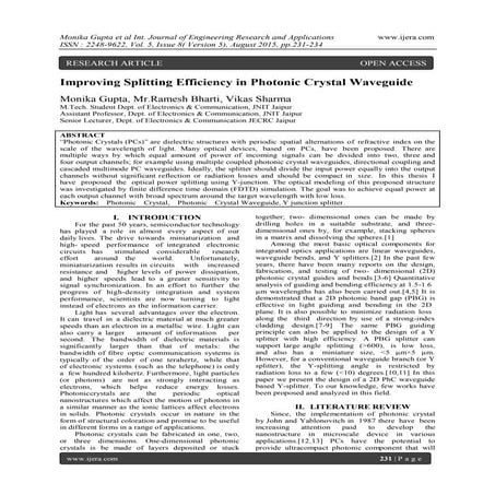 Improving Splitting Efficiency In Photonic Crystal Waveguide Pdf