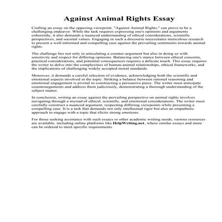 Against Animal Rights Essay. Animal Cruelty Speech Essay Example | PDF