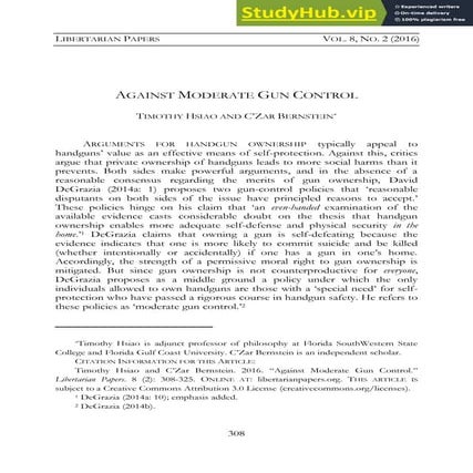 Against Moderate Gun Control | PDF | Crime & Harmful Acts to ...