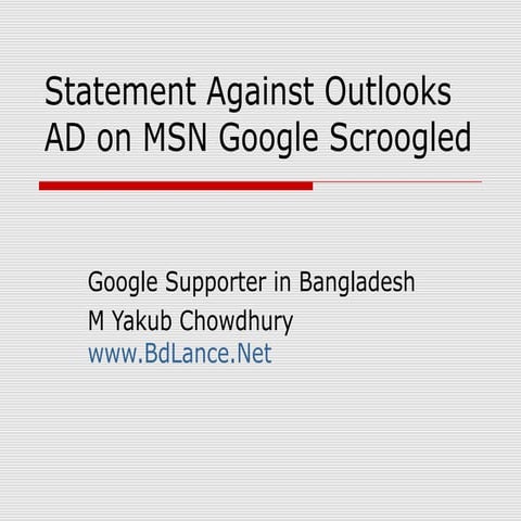 Against outlooks ad on msn google scroogled | PPT