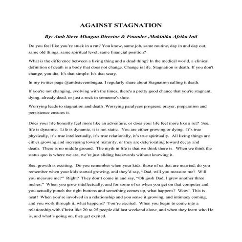 Against stagnation | PDF