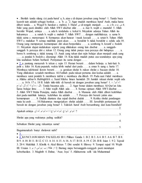 Soal uas pai kelas 2 sd semester 2 dan kunci jawabaan(1) | PDF