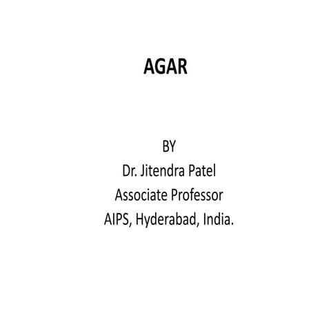 AGAR- Vegetable Gelatin- Pharmacognostic Details | PPTX