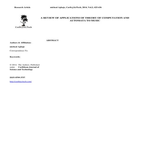 A Review Of Applications Of Theory Of Computation And Automata To Music Pdf