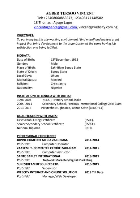 Adah curriculum vitae | DOC