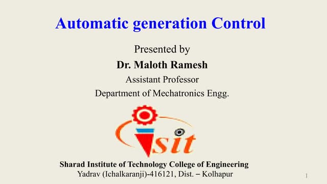 *Automatic Generation and Control (AGC)* | PDF