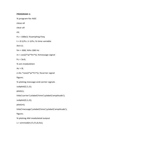 AGC PROGRAM.docx | Digital Audio | Computer Software and Applications