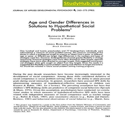Adaptation Of Social Problem Solving For Children Questionnaire In 6 Age Groups And Its ...