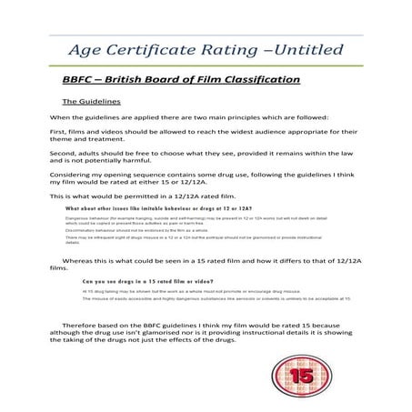 Age certificate rating | DOCX | Medical Health