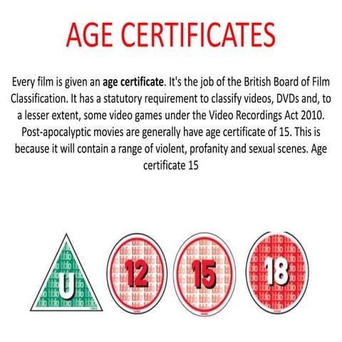 Age certificates | PPTX | Entertainment
