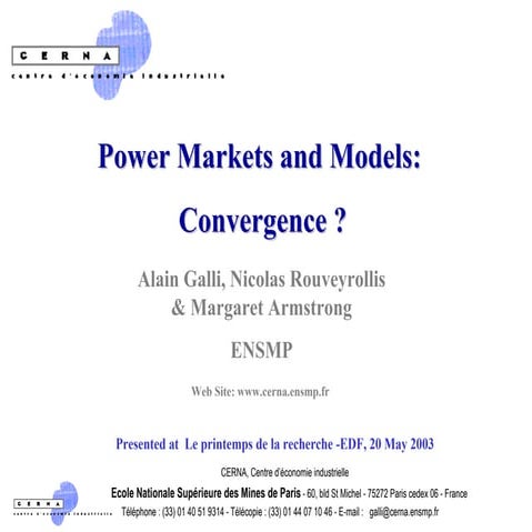 Power Market and Models Convergence ? | PDF