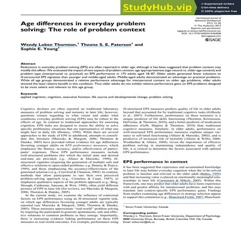 Age Differences In Problem Solving Strategies The Mediating Role Of ...