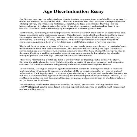 Age Discrimination Essay. Daytona college | PDF