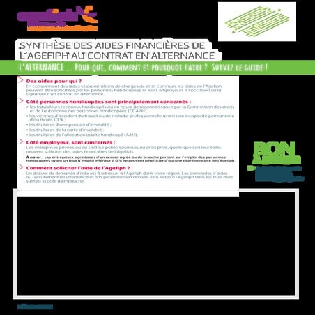 Agefiph: Synthèse des aides aux contrats en alternance | PDF | Financial Assistance | Personal ...