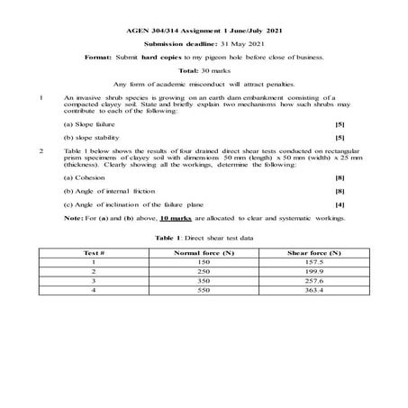 Agen 314 assignment 1 2021 | PDF