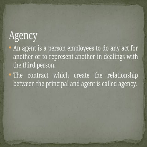Agency.pptx including the introduction and duties of agent | PPT
