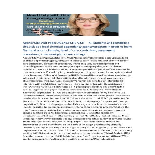 Agency Site Visit Paper AGENCY SITE VISIT All students will.pdf