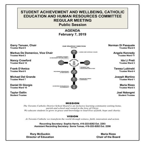 TCDSB Student Achievement Agenda Package for February 7th 2019 | PDF