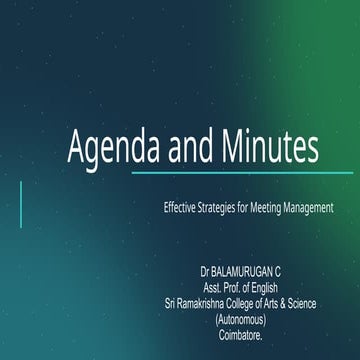 Effective Strategies for Meeting Management | PPT
