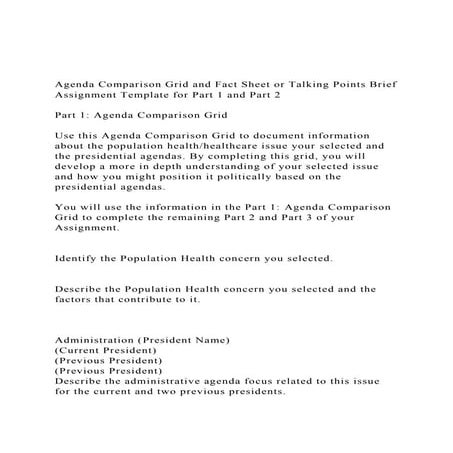 Agenda Comparison Grid and Fact Sheet or Talking Points Brief .docx