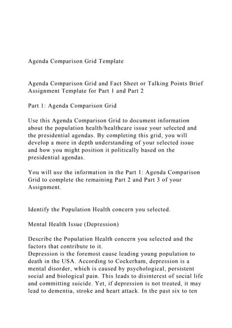 Part 1 Agenda Comparison Grid Use this Agenda Comparison Grid t.docx