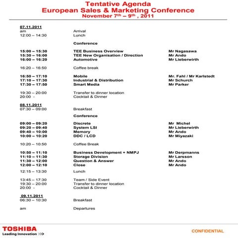 Agenda Form Sample | PPTX | Business Expos & Conferences | Events