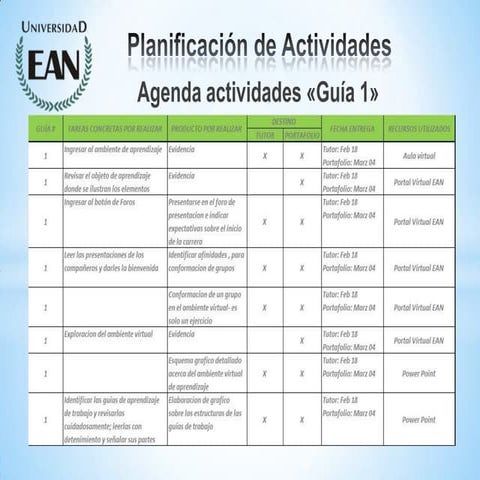 Agenda planificación de actividades | PPTX