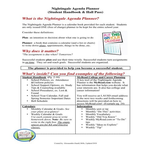 Agenda planner lesson_original | PDF | College Planning | College Education