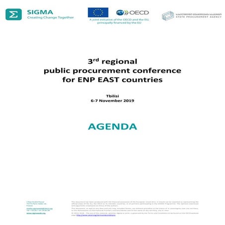 Agenda, third ENP East public procurement conference, Tbilisi, 6 ...