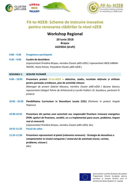 Agenda workshop 8 iunie 2016 | PPT