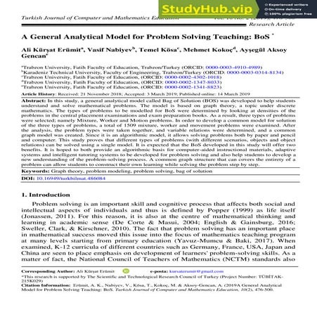 A General Analytical Model For Problem Solving Teaching BoS | PDF