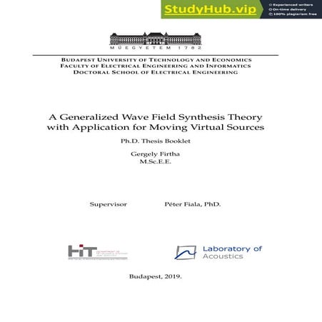 A Generalized Wave Field Synthesis Theory (Ph.D. Thesis Booklet) | PDF
