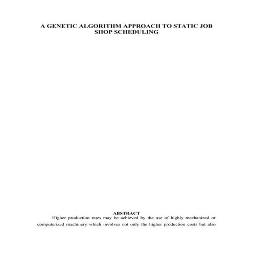 A Genetic Algorithm Approach To Static Job Shop Scheduling Pdf