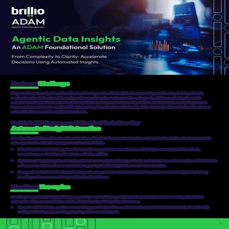 Agentic Data Insights: An ADAM Foundational Solution by Brillio | PDF