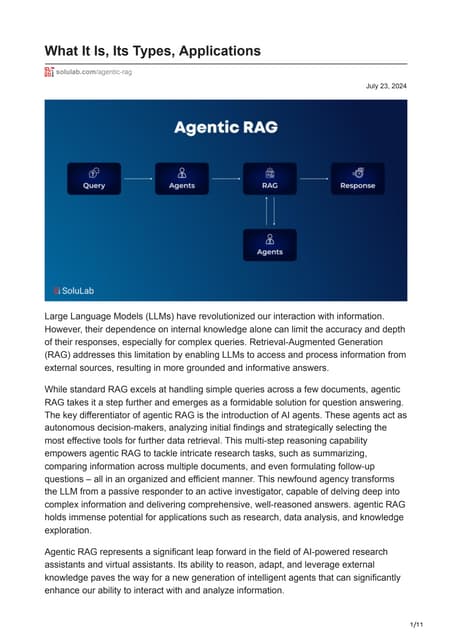 Introduction to RAG (Retrieval Augmented Generation) and its application | PPTX
